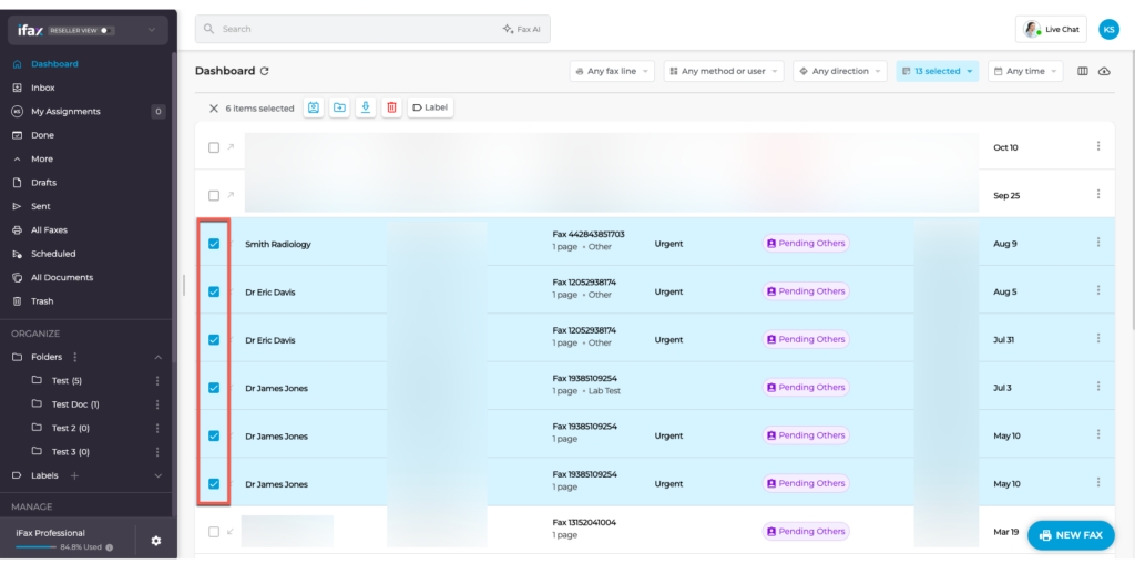 How to organize faxes into your folders - iFax