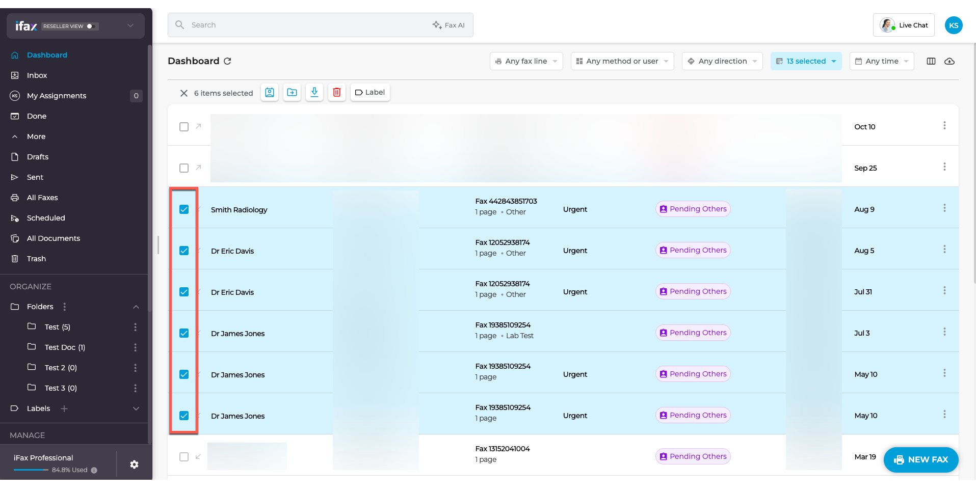 How to organize faxes into your folders - iFax