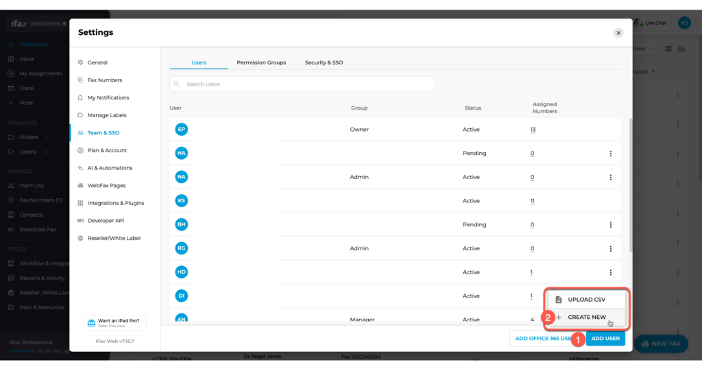 How to add team members? - iFax