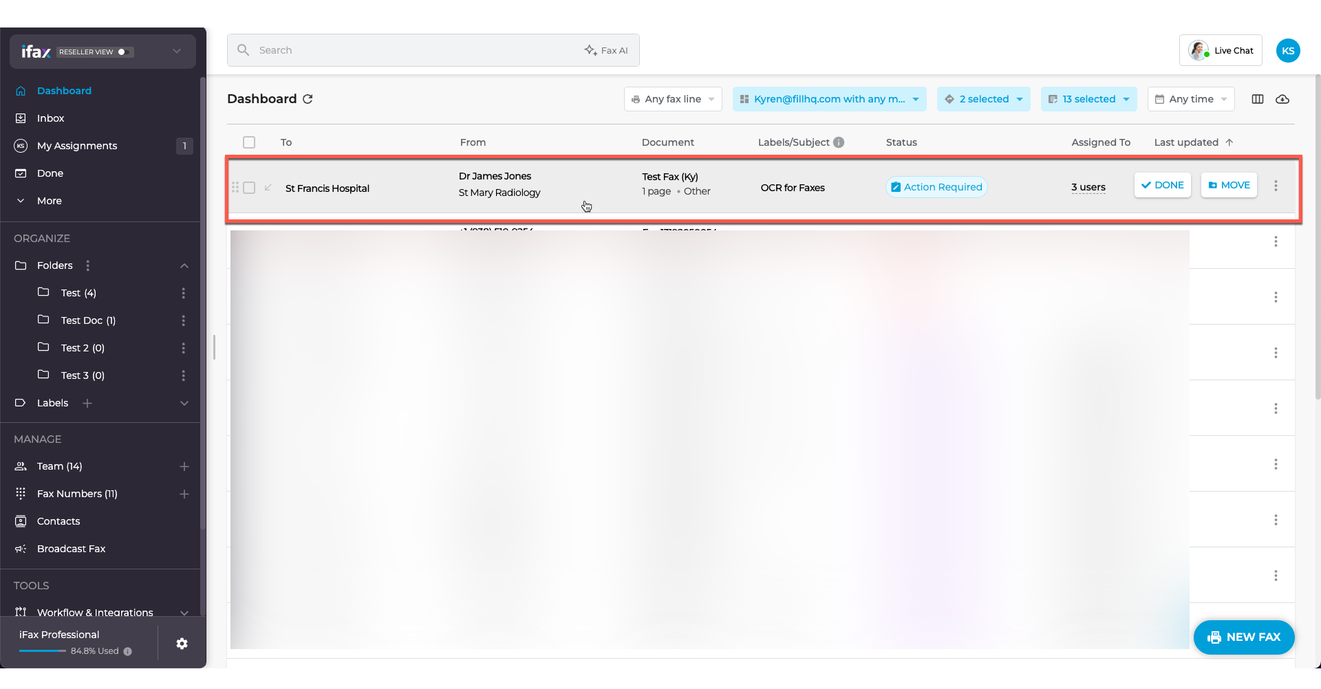 How to organize faxes into your folders - iFax