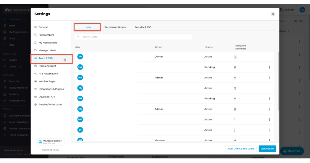 How to add team members? - iFax