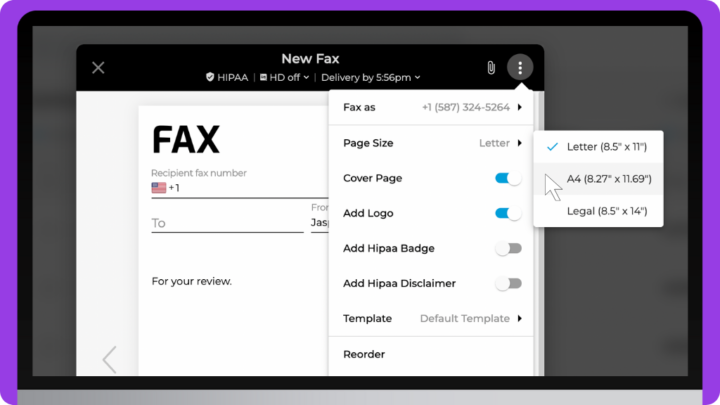 How to set the default paper size - iFax