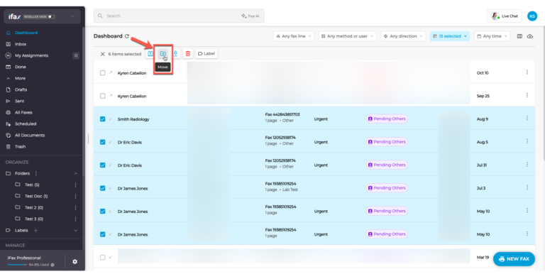 How to organize faxes into your folders - iFax