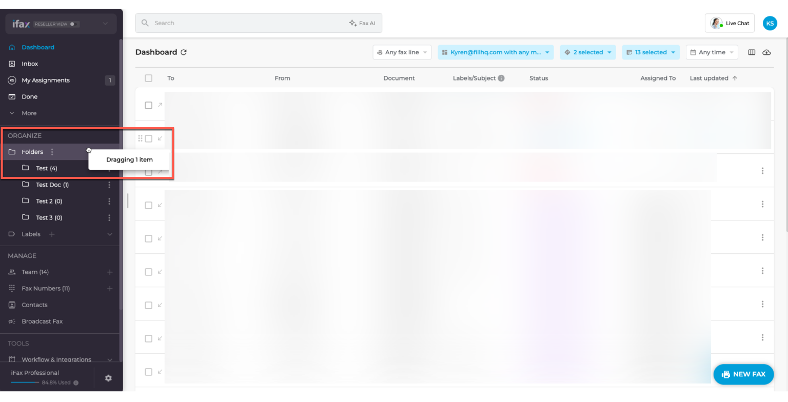 How to organize faxes into your folders - iFax