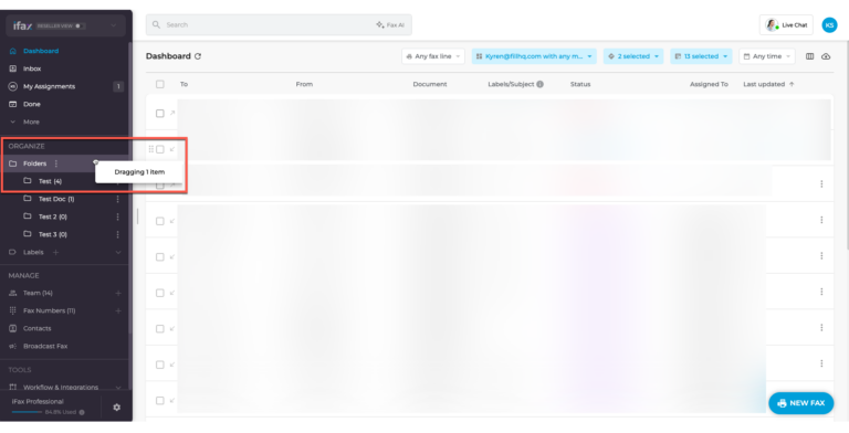 How to organize faxes into your folders - iFax