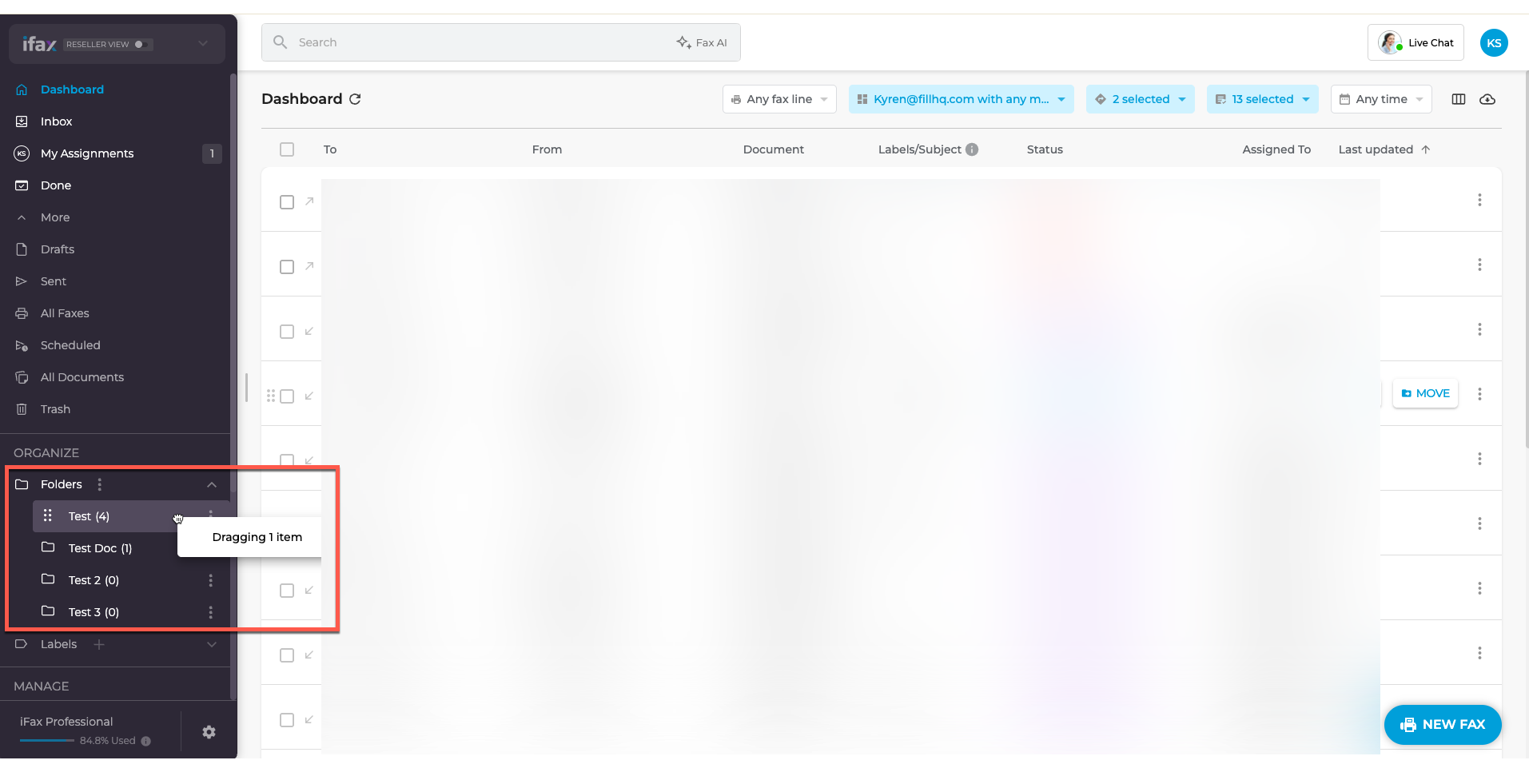 How to organize faxes into your folders - iFax