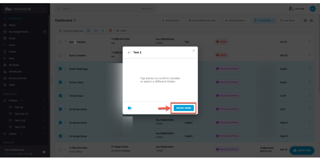 How to organize faxes into your folders - iFax