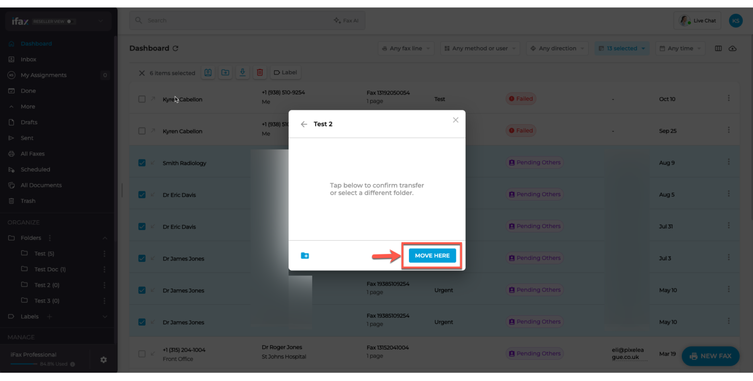 How to organize faxes into your folders - iFax