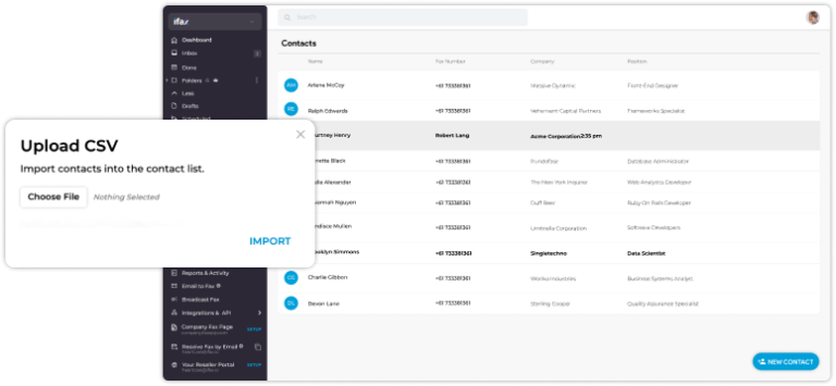 Contacts Upload: Bulk Upload Contacts for Fax Broadcasts
