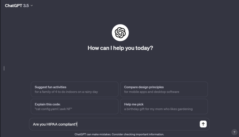 Is ChatGPT HIPAA Compliant?
