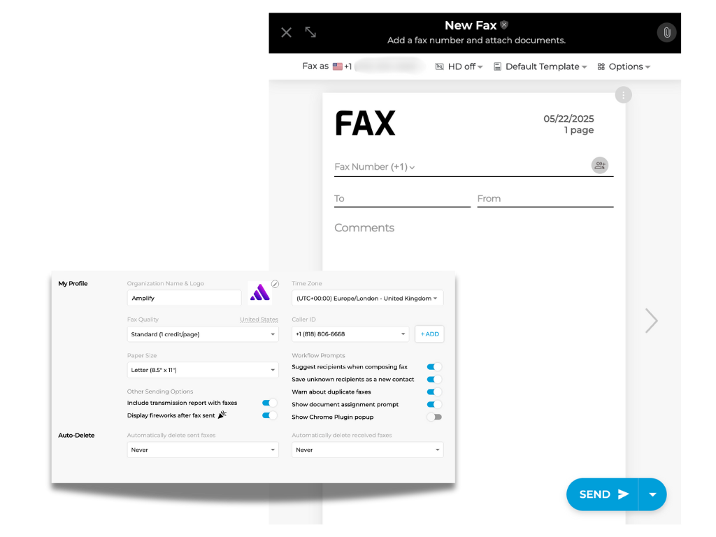 Online Fax Configuration: Set Fax Options and Settings