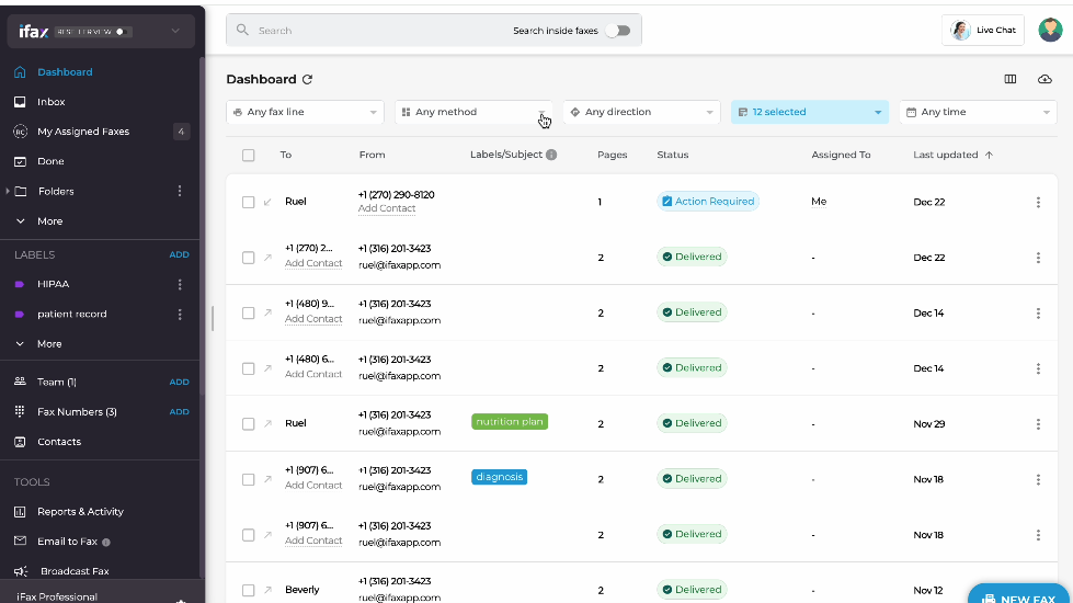 How to Navigate and Use the iFax Dashboard - iFax